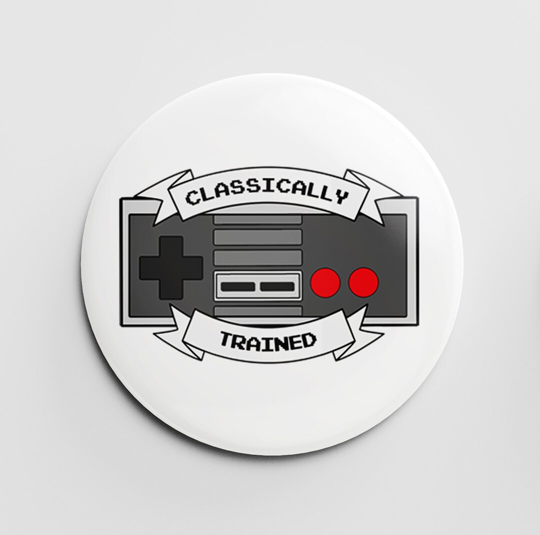 Classically Trained Nintendo Pin Badge, Retro Gaming Inspired, NES ...