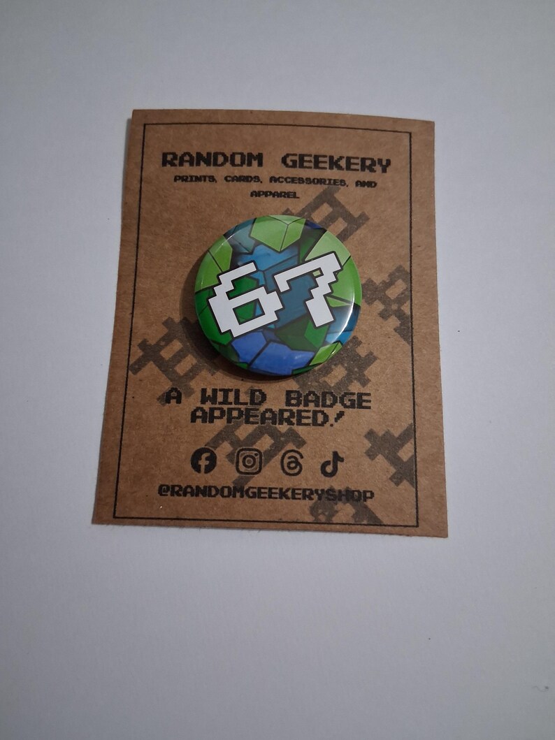 6 7 Meme Pixel Art Pin Badge: Teen Social Media Accessory, Sixseven ...