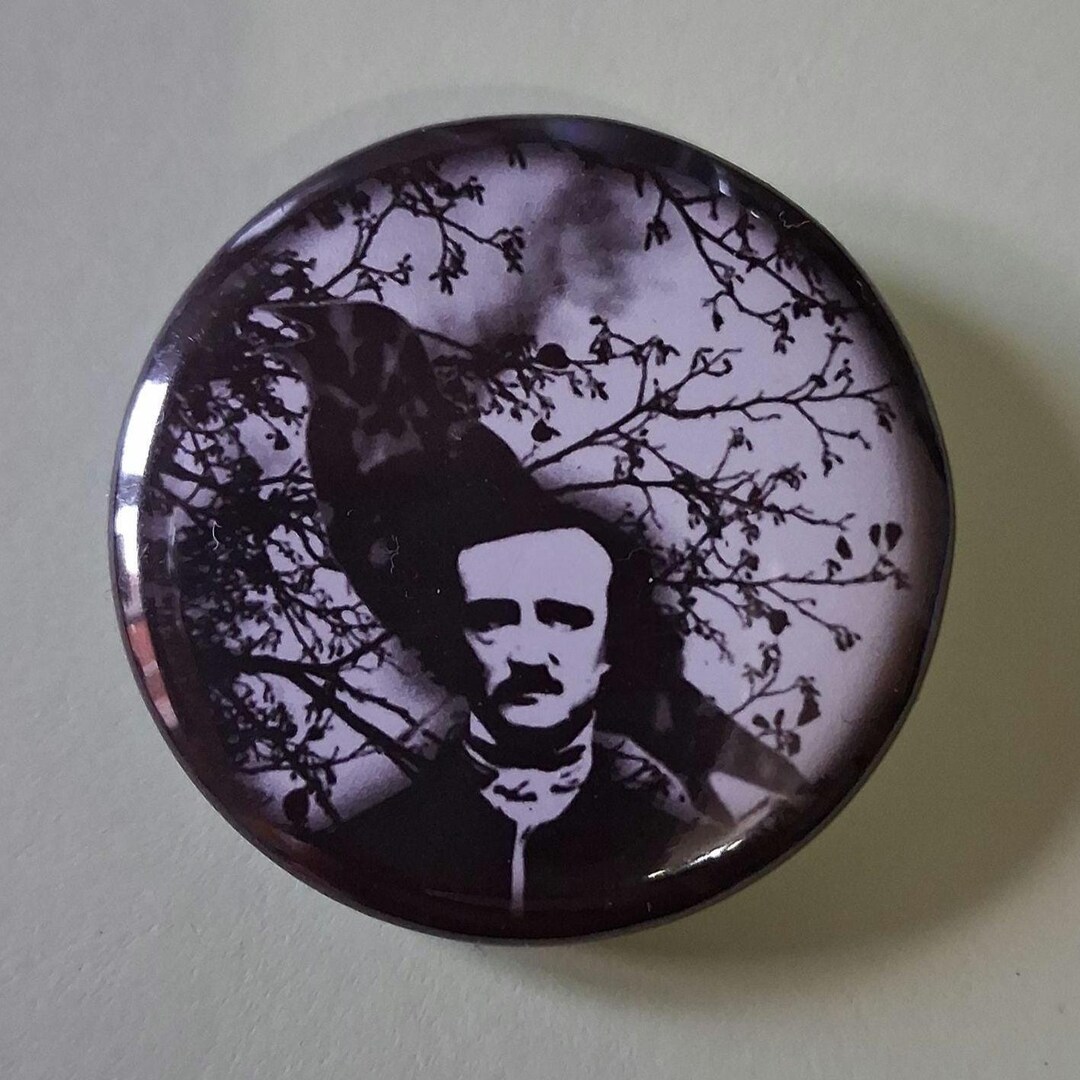 Edgar Allan Poe Badge, Raven Pin, Gothic Horror, Goth Badge, Emo ...