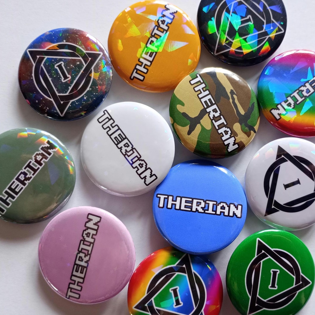 Therian Sparkly Pin Badge, Holographic Badge, Furry Accessory ...