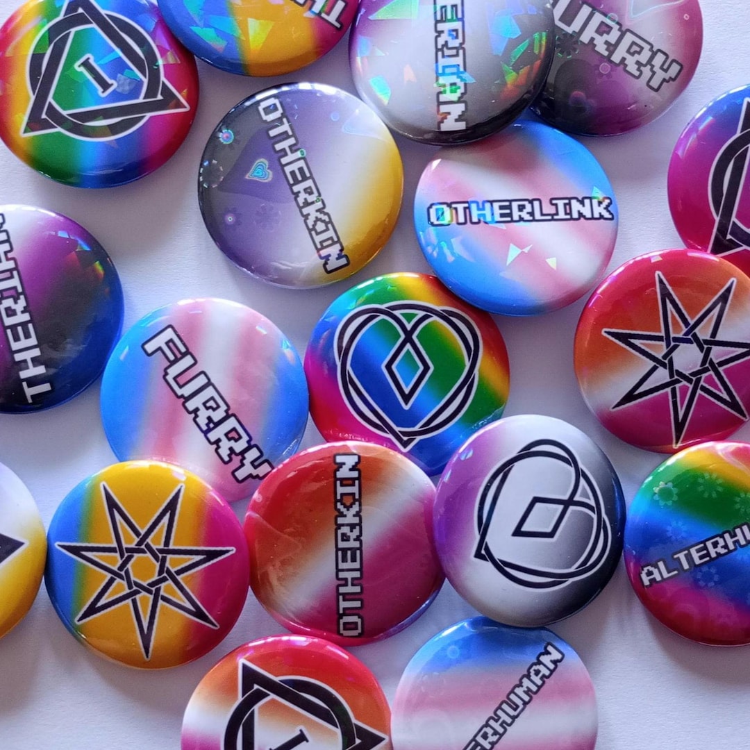 Therian Pride Sparkly Pin Badge, Holographic Badge, Otherkin Accessory ...
