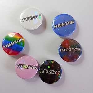 Therian Sparkly Pin Badge, Holographic Badge, Furry Accessory ...