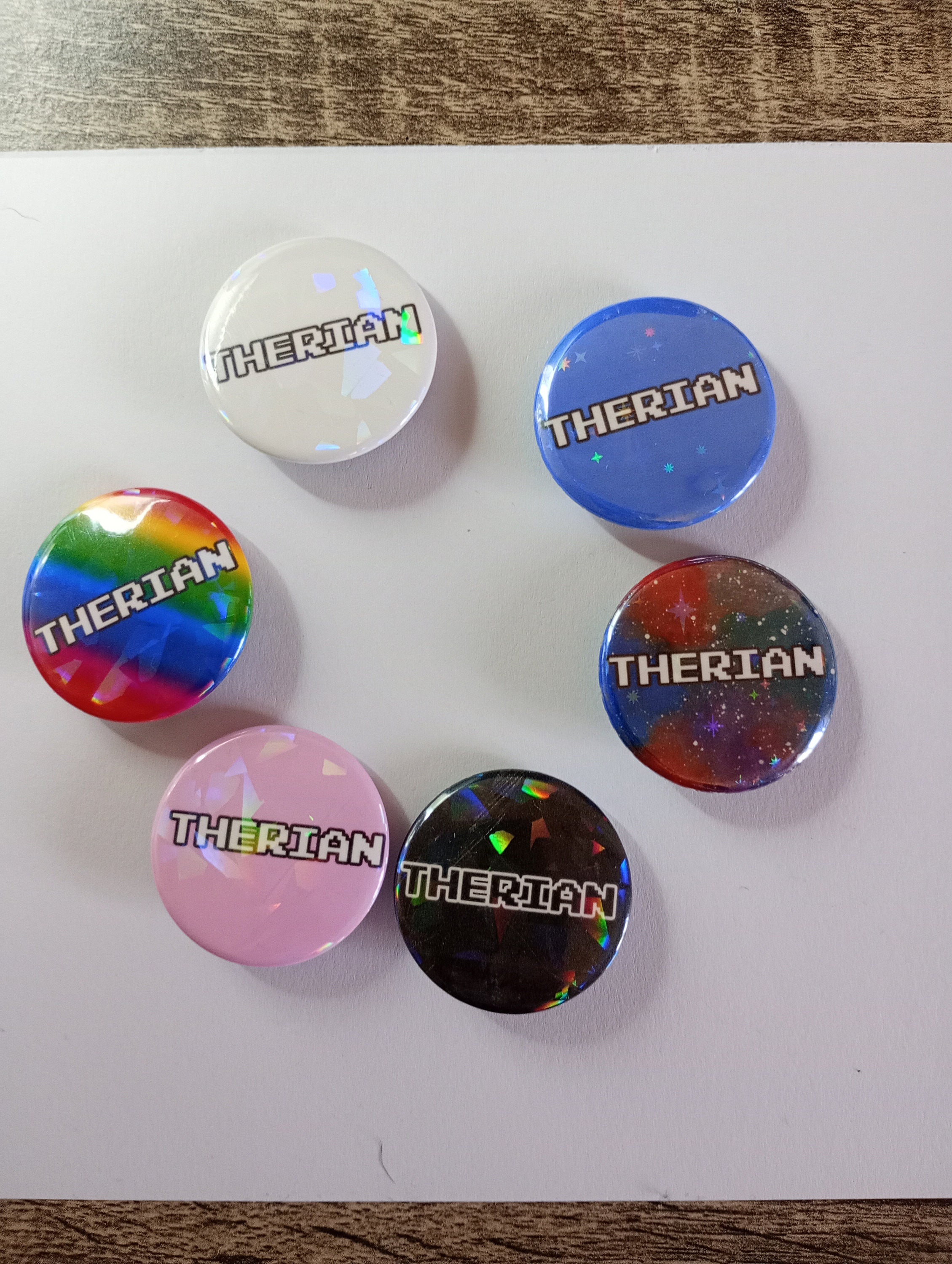 Therian Sparkly Pin Badge, Holographic Badge, Furry Accessory ...