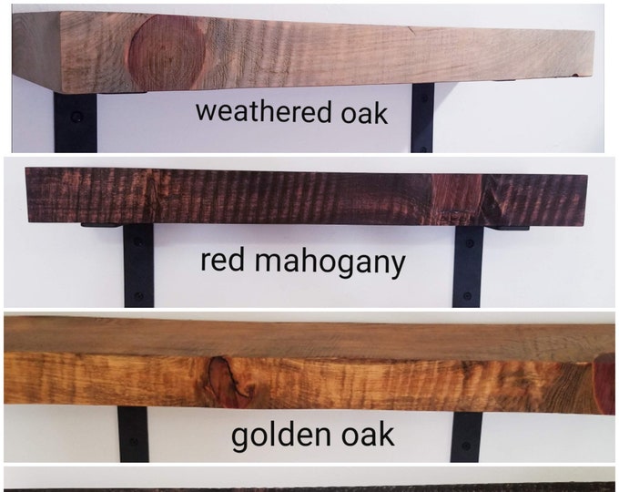 Farmhouse Solid Wood Shelf With Heavy Duty Iron Brackets custom Colors ...