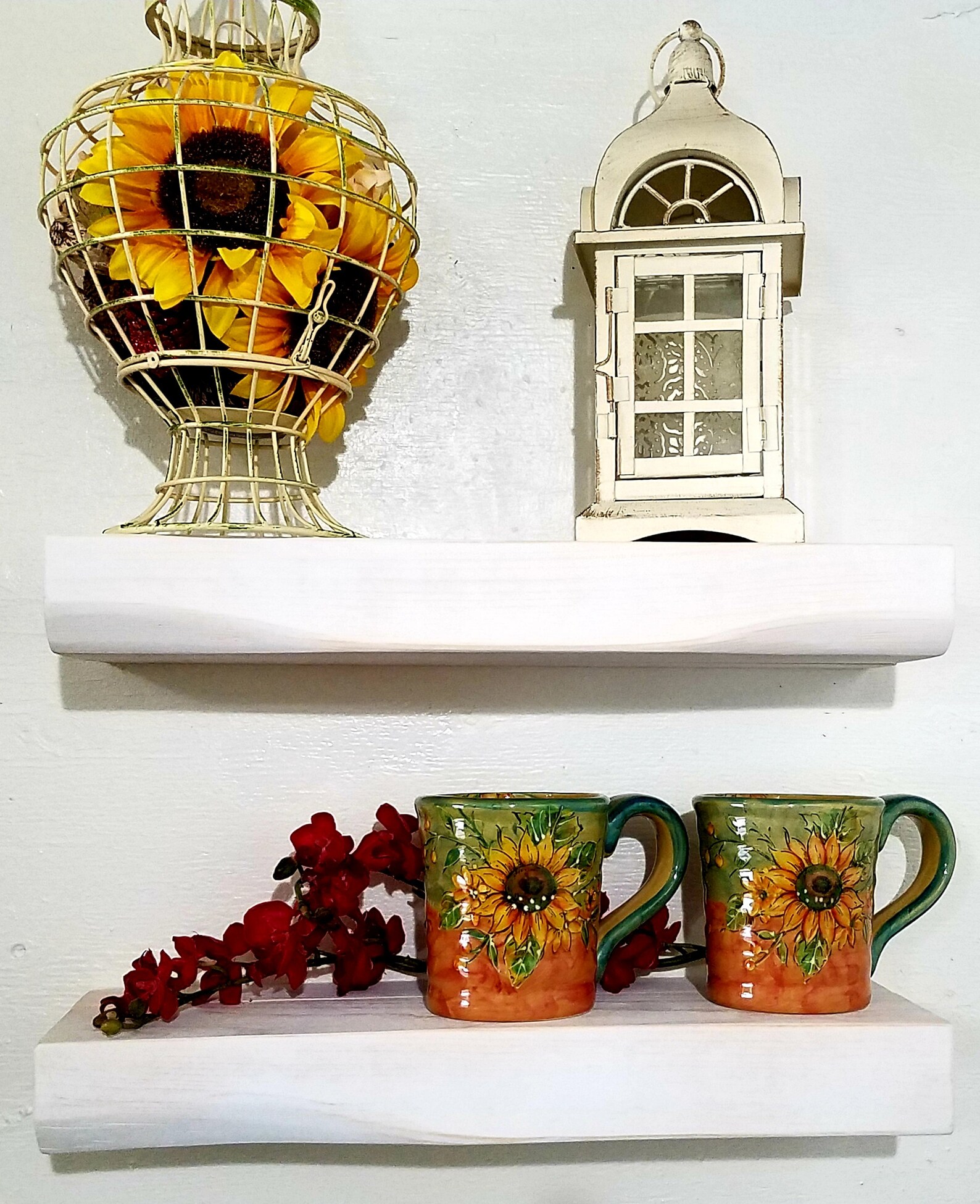 Set of 2 18 Rustic Curved Edge Solid Wood Floating - Etsy