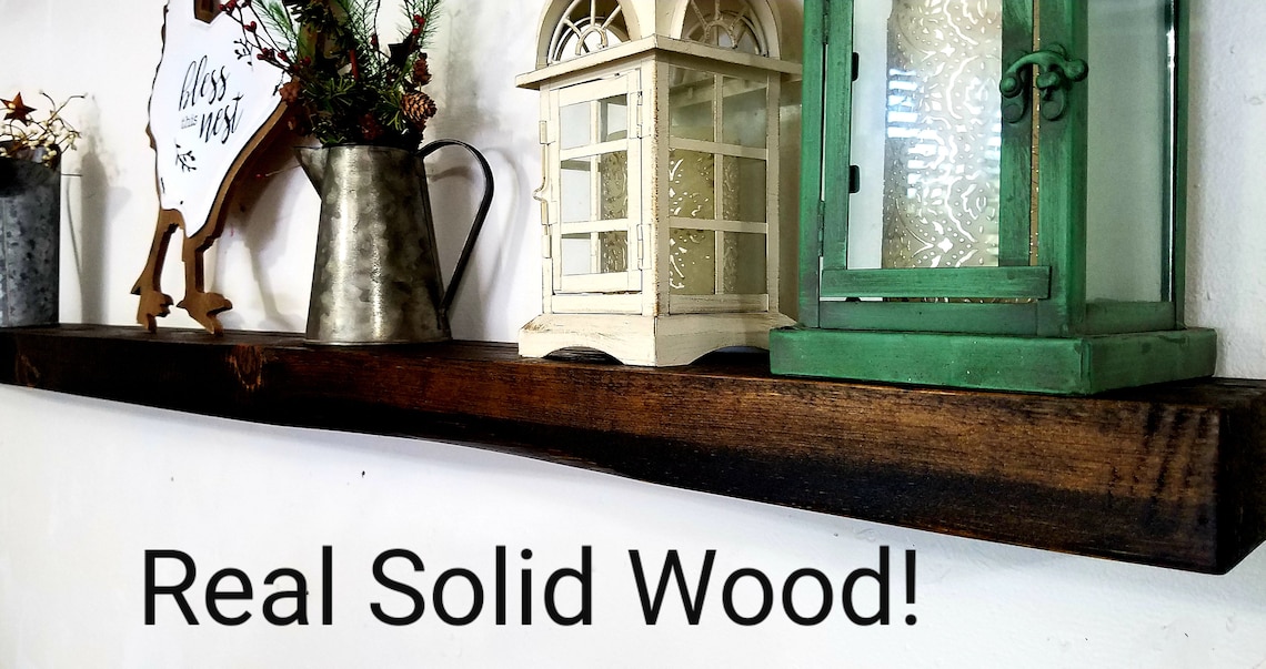 Rustic Square Edge Solid Wood Floating Shelf many Colors and - Etsy