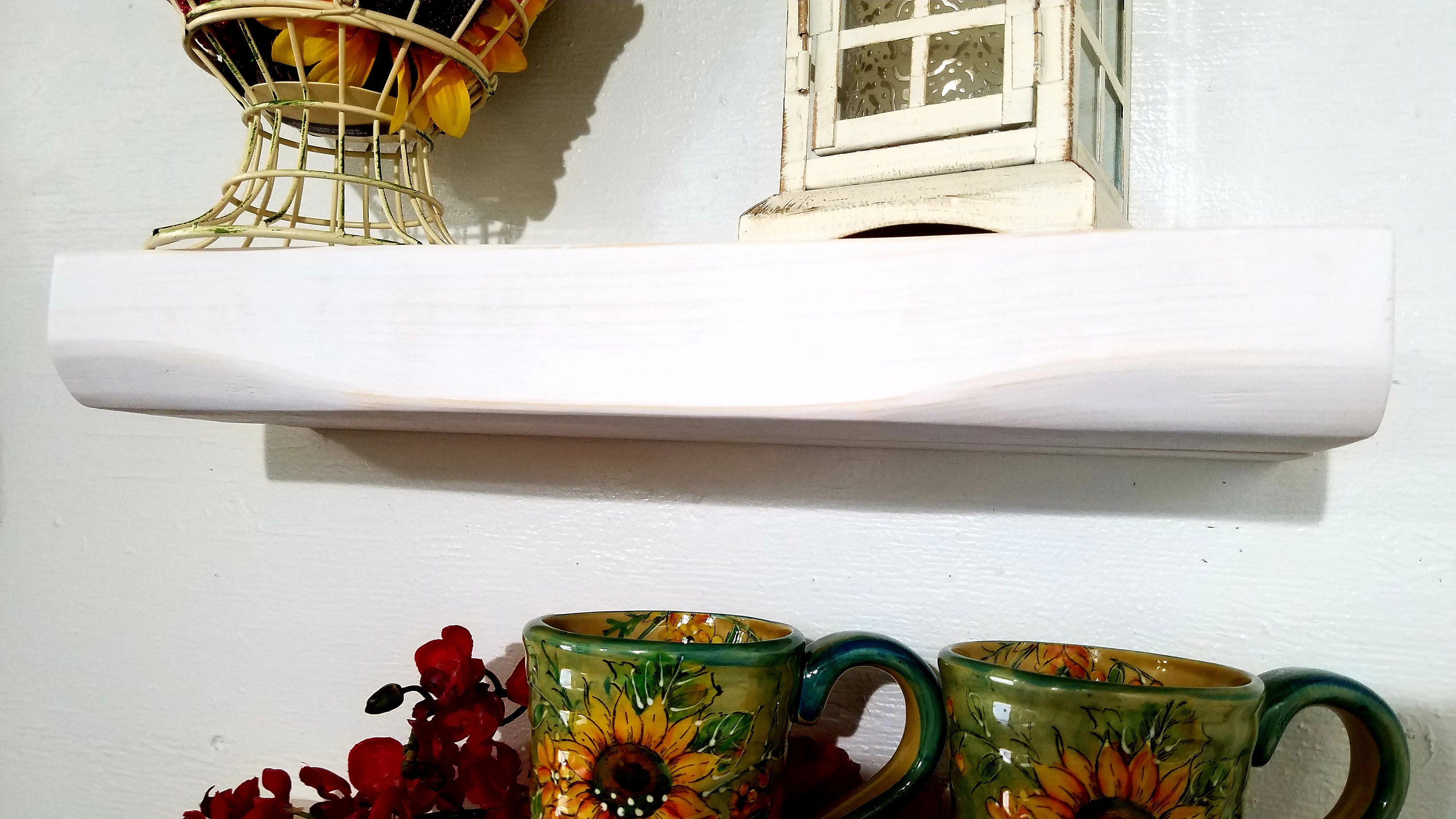 Set of 2 18 Rustic Curved Edge Solid Wood Floating | Etsy