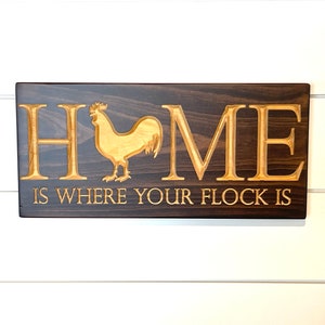Flock Home-home Carved Wooden Signs-chicken Sign-wood Decor Signs- Coop ...