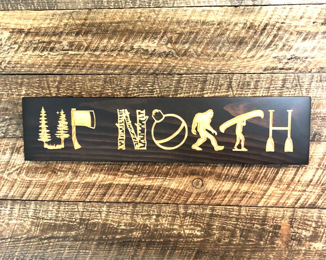 Engraved Pine 'up North' Cabin Sign – Rustic Lake House Decor - Etsy