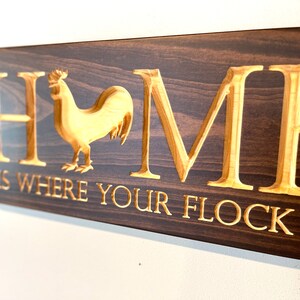 Flock Home-home Carved Wooden Signs-chicken Sign-wood Decor Signs- Coop ...