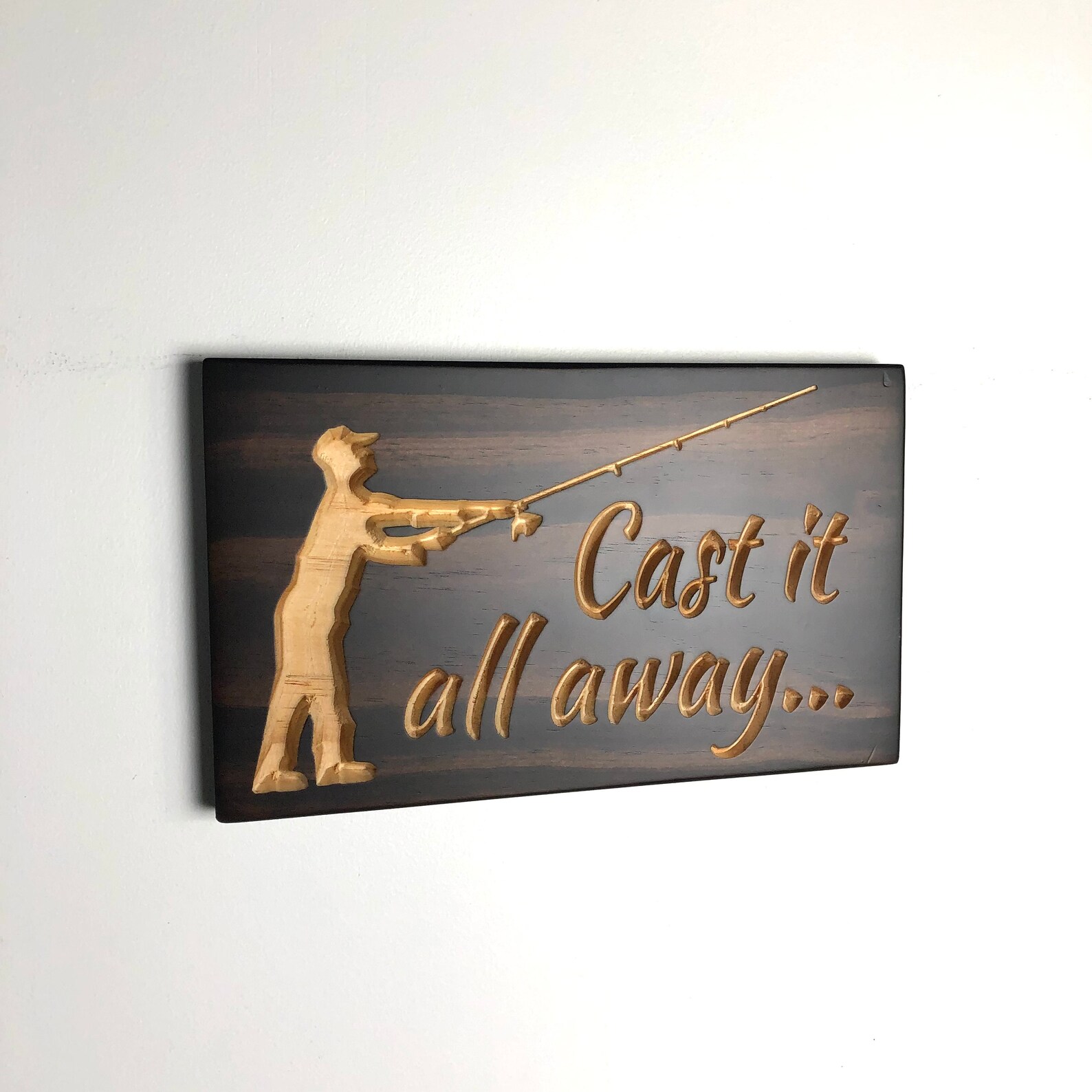 Carved Wood Sign Gone Fishing Sign Rustic Cabin Sign Cast - Etsy