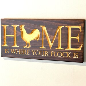 Flock Home-home Carved Wooden Signs-chicken Sign-wood Decor Signs- Coop ...