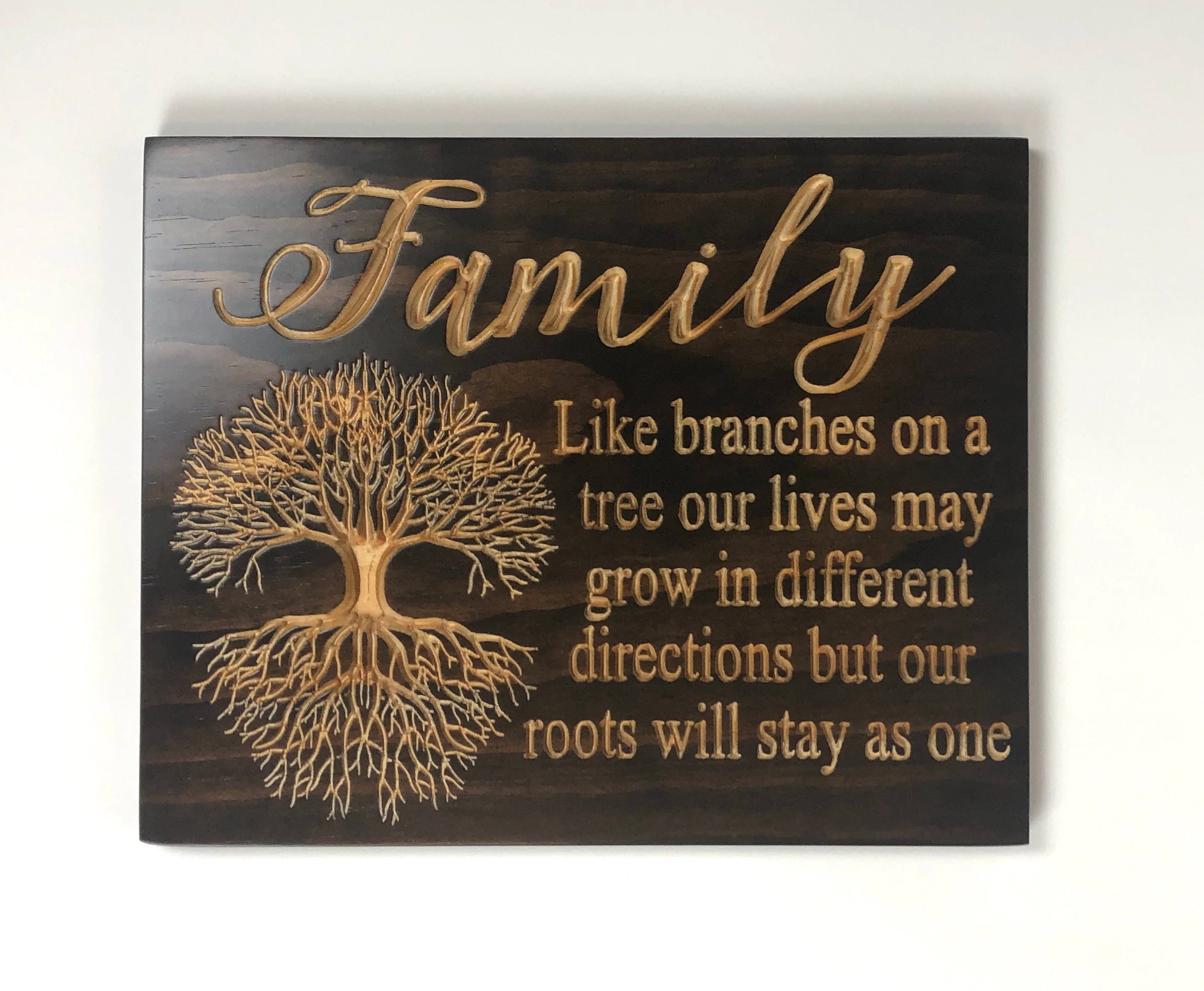 Carved Wood Sign family Tree Engraved Sign Family Roots | Etsy