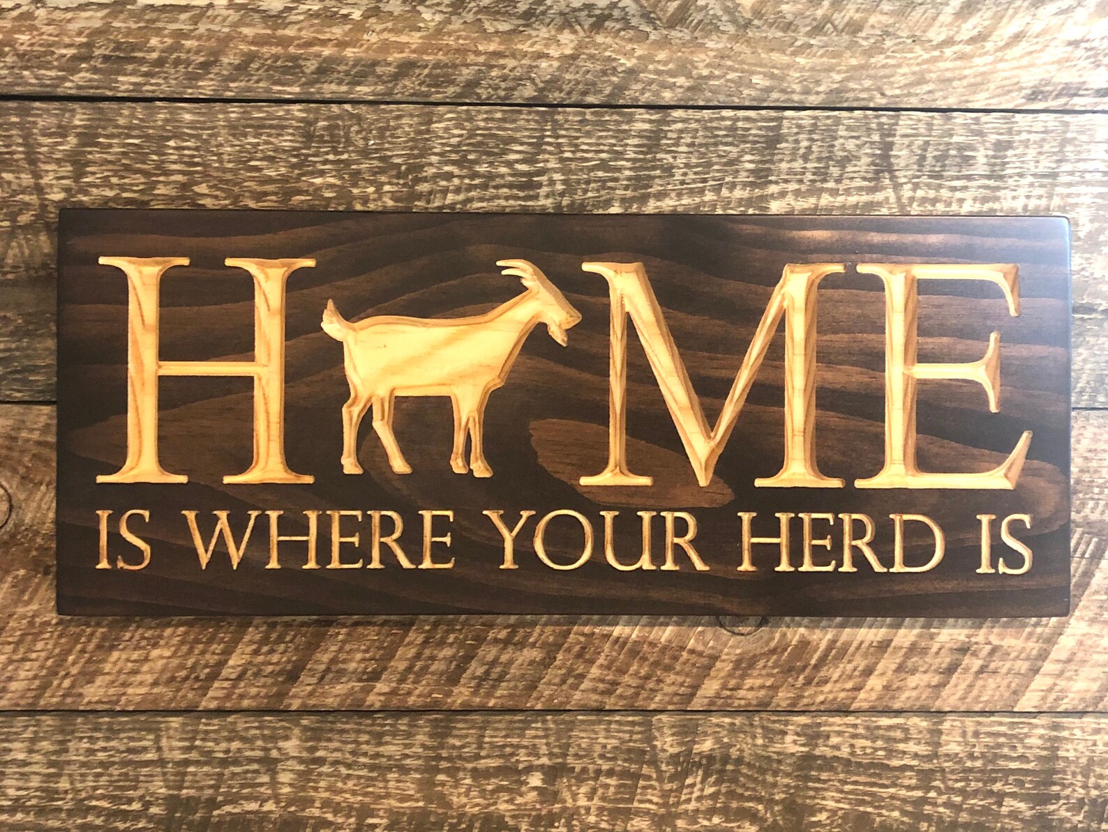 Goat Herd Home Home Carved Wooden Signs-herd Sign-wood Decor - Etsy