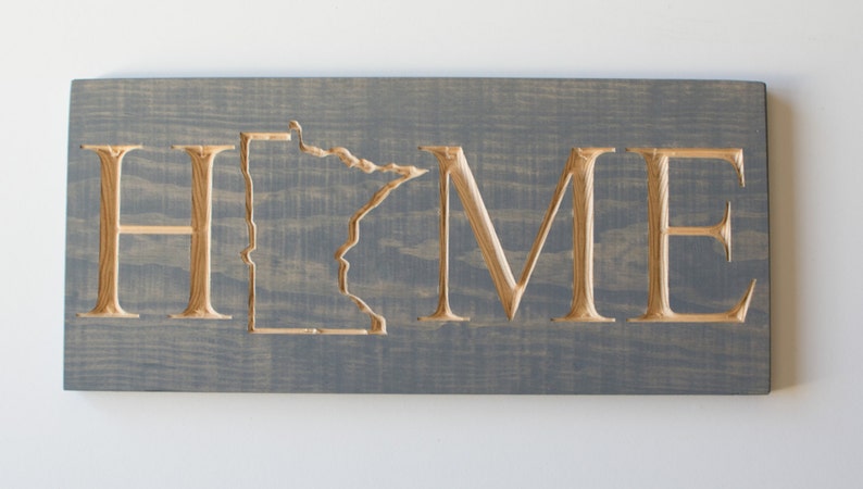 Minnesota Home-carved Wooden Sign - MN Home - MN Sign - Home Sign ...