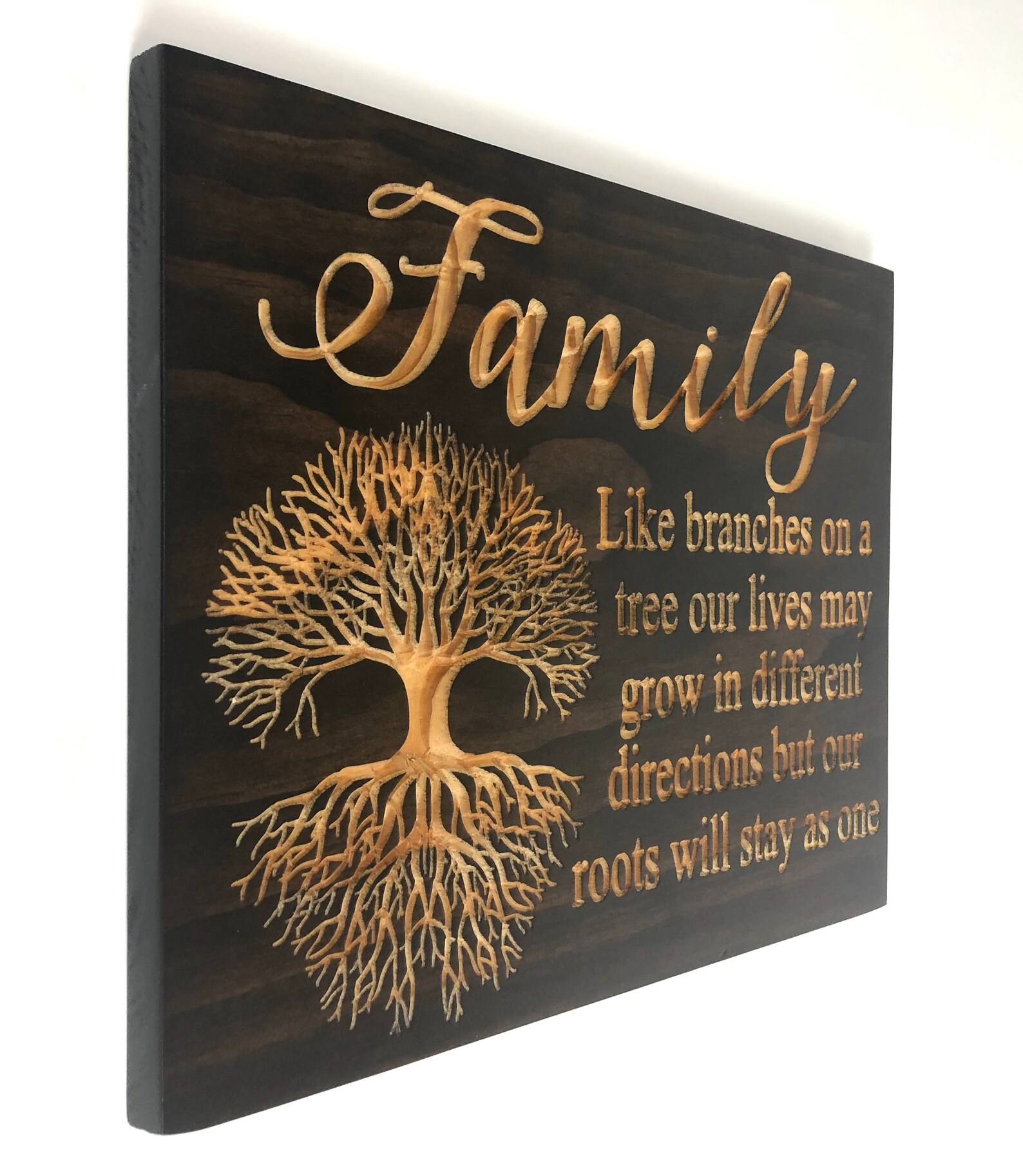 Carved Wood Sign family Tree Engraved Sign Family Roots | Etsy