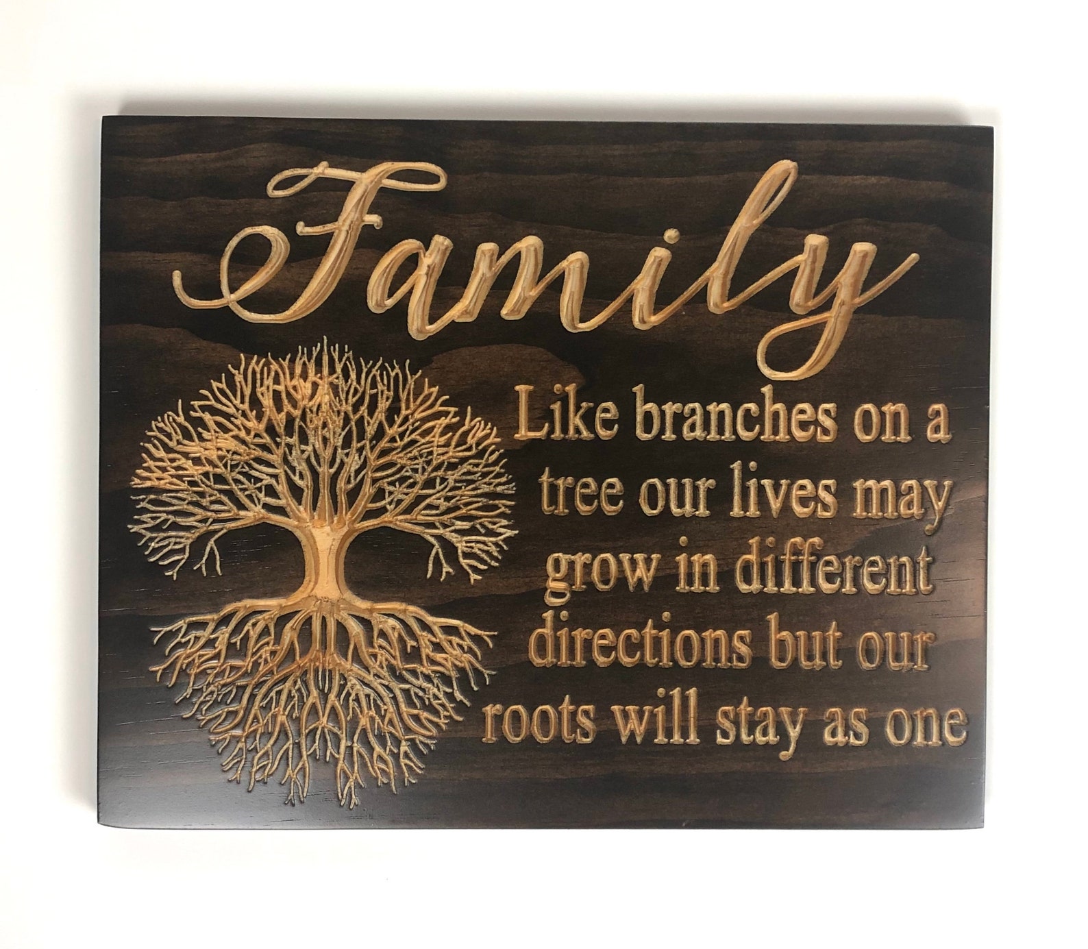 Carved Wood Sign family Tree Engraved Sign Family Roots | Etsy