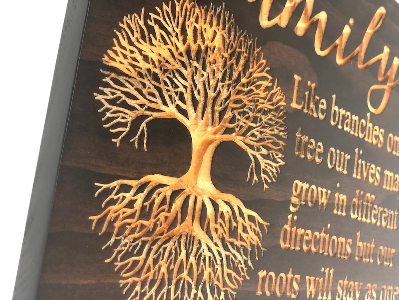 Carved Wood Sign family Tree Engraved Sign Family Roots | Etsy