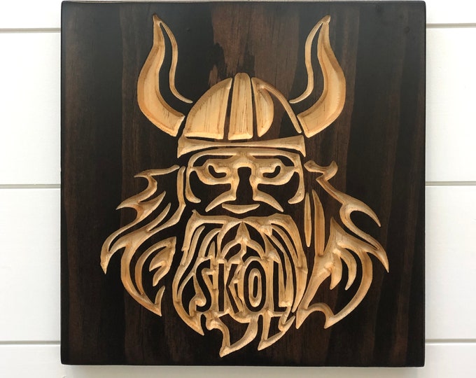 Carved Wood Sign Victor Viking Minnesota Sport Unique Gift Vikings ...