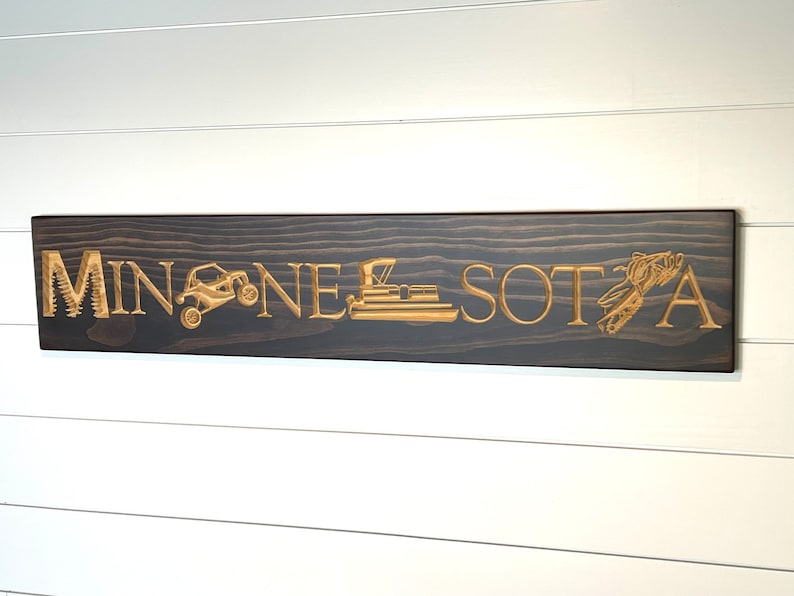 Carved Wooden Sign - Cabin Sport Sign - Lake House Sign - Minnesota ...