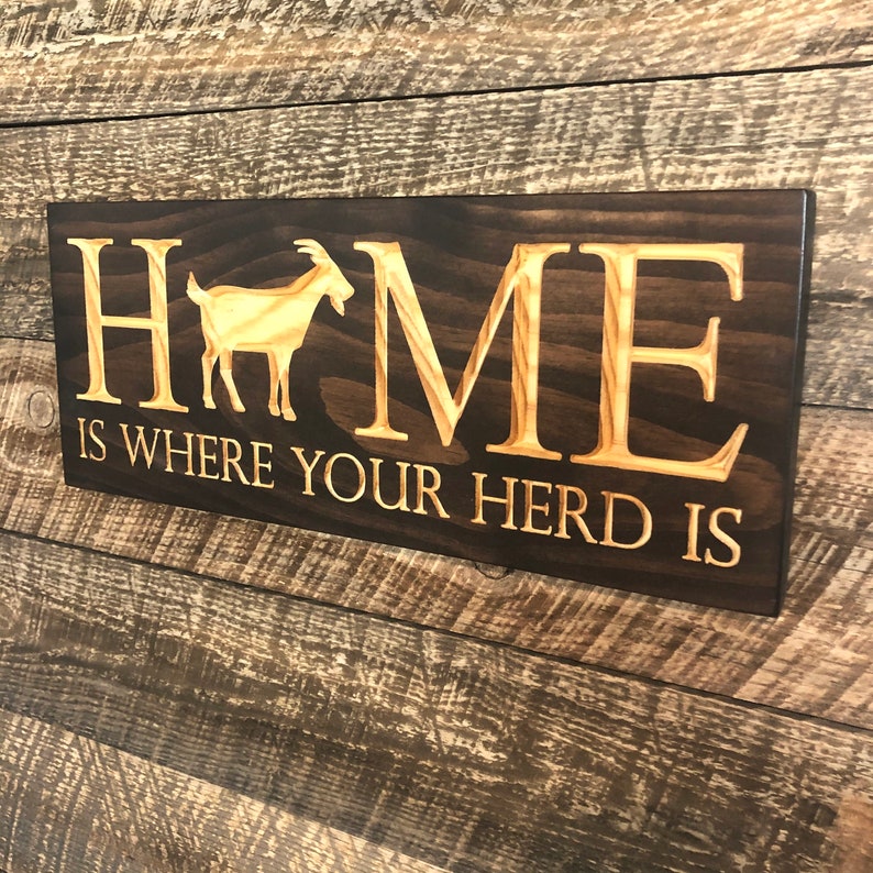 Goat Herd Home Home Carved Wooden Signs-herd Sign-wood Decor - Etsy