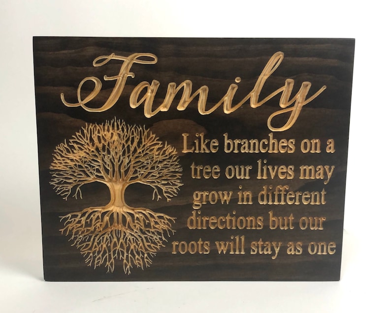 Carved Wood Sign family Tree Engraved Sign Family Roots | Etsy