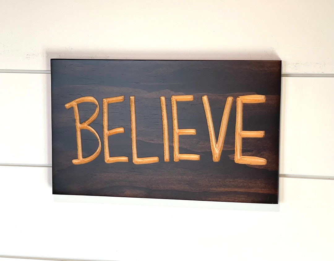 Wood Sign - Believe Sign- Carved Wood Sign - Coach Gift - Inspirational ...