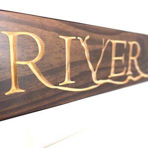Carved Wooden Sign - River Sign - Carved Wood Plaque - Cottage Sign ...