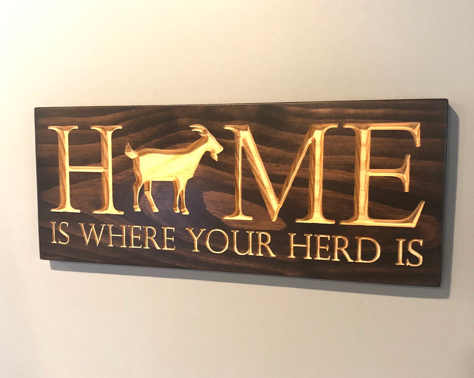 Goat Herd Home Home Carved Wooden Signs-herd Sign-wood Decor - Etsy