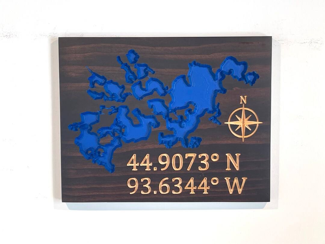Carved Wooden Sign - Coordinates Lake Sign - Cabin Decor - Fishing Wall ...