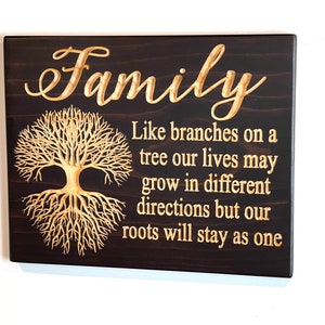 Carved Wood Sign -family Tree - Engraved Sign - Family Roots Sign ...