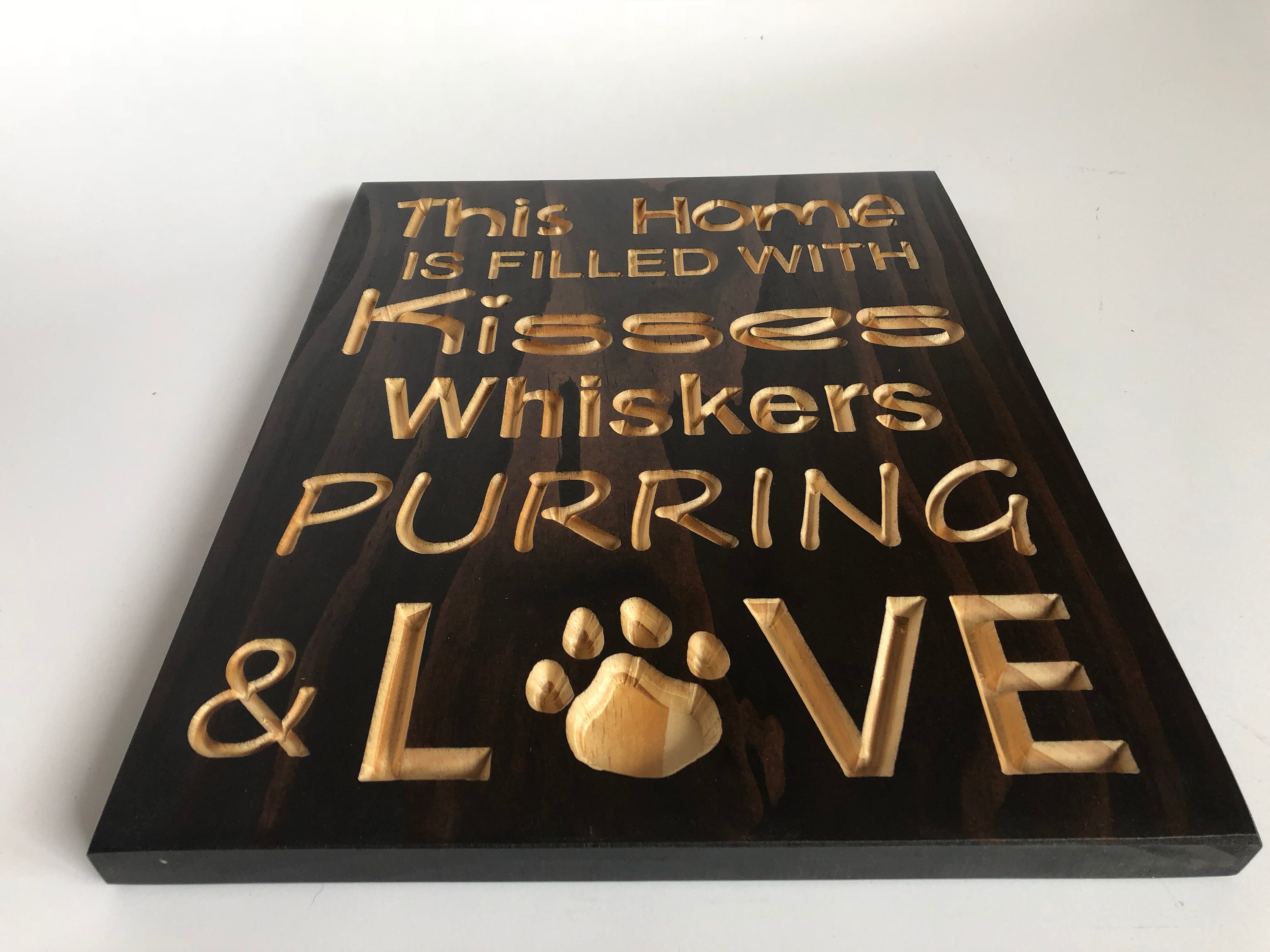 Carved Wooden Sign Cat Lover Sign Sign With Saying | Etsy