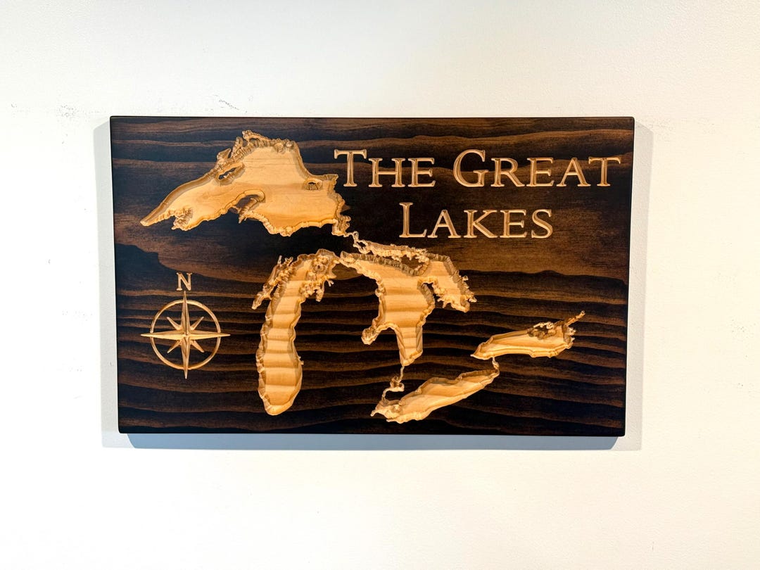 Carved Wooden Sign - Great Lakes Sign - Custom Lake Sign - Cabin Decor ...