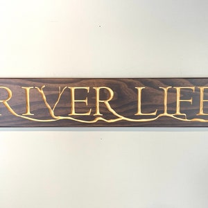 Carved Wooden Sign - River Sign - Carved Wood Plaque - Cottage Sign ...