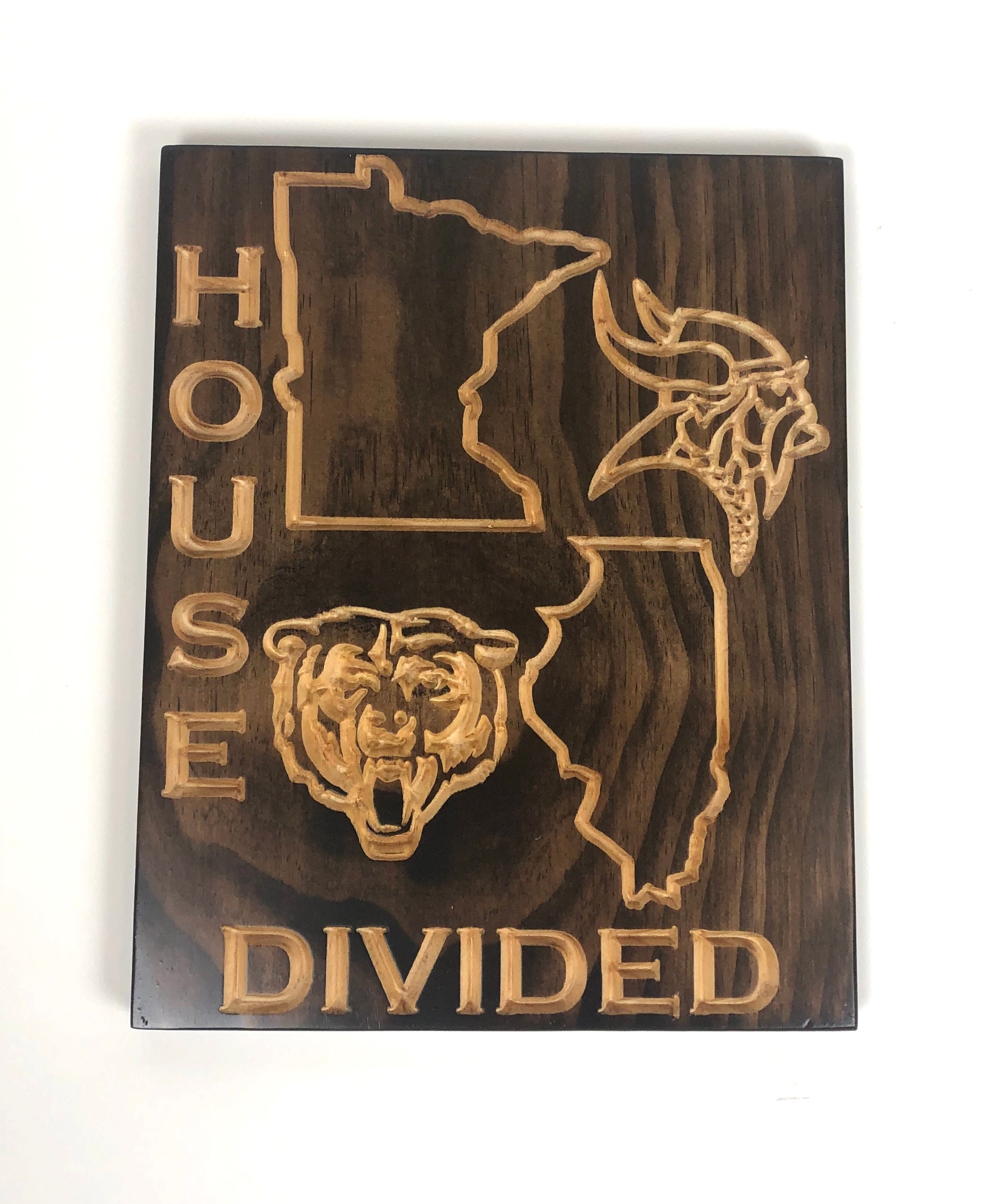 House Divided Viking Vs Bears Sign Carved Wooden Sign - Etsy
