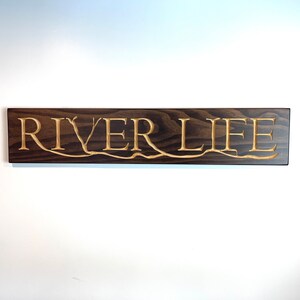Carved Wooden Sign - River Sign - Carved Wood Plaque - Cottage Sign ...