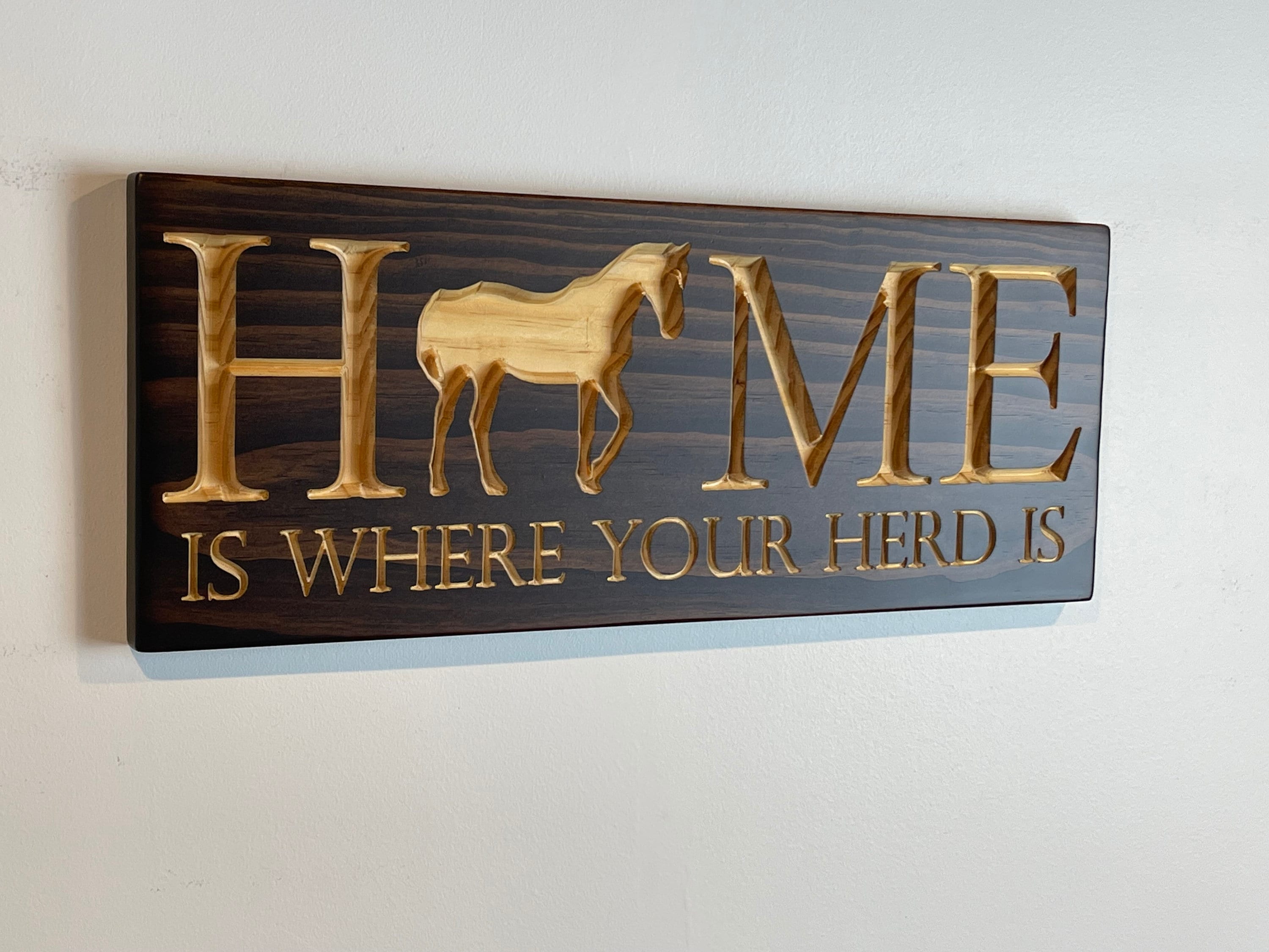 Horse Home-home Carved Wooden Signs-herd Sign-wood Decor Signs-house ...