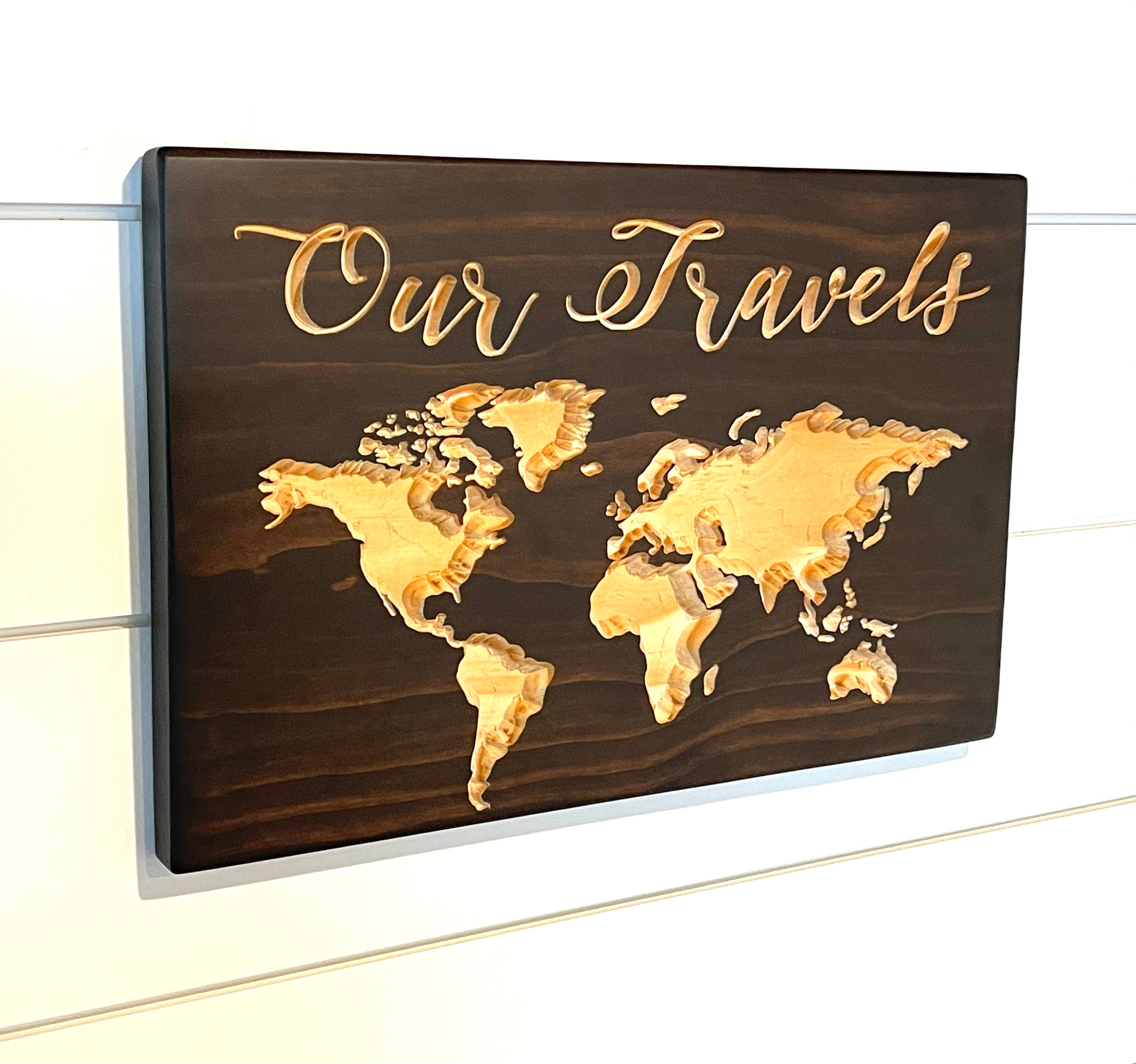Our Travels - Carved Wood Sign - Travel Collage - Engraved Sign - World ...