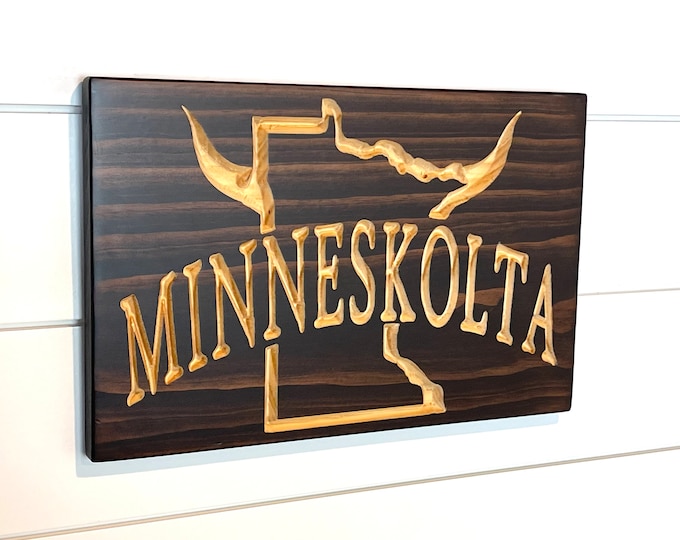 Carved Wood Sign - Minneskolta - Minnesota Sport - - Unique Gift ...