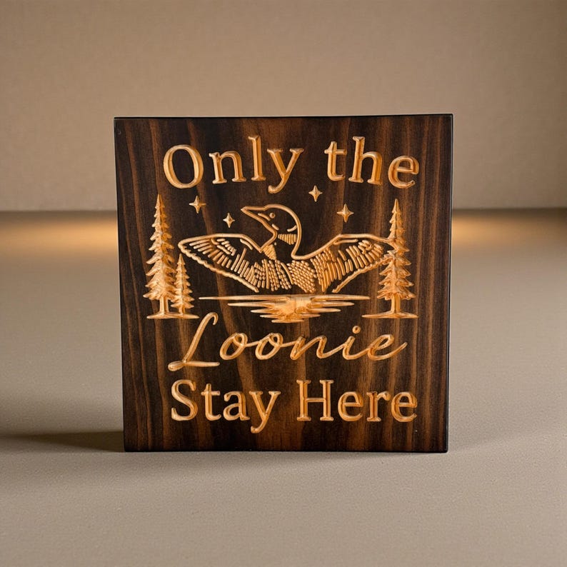 Only the Loonie Stay Here Sign | Loon Cabin Decor | Rustic Lake House ...