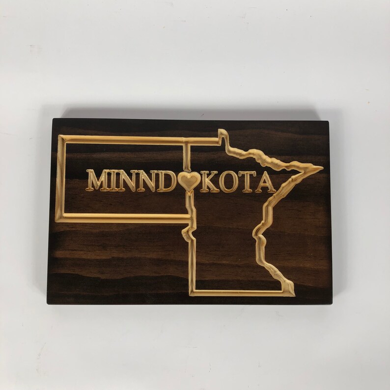 Minndakota Carved Wooden Sign MN ND Sign State Sign - Etsy