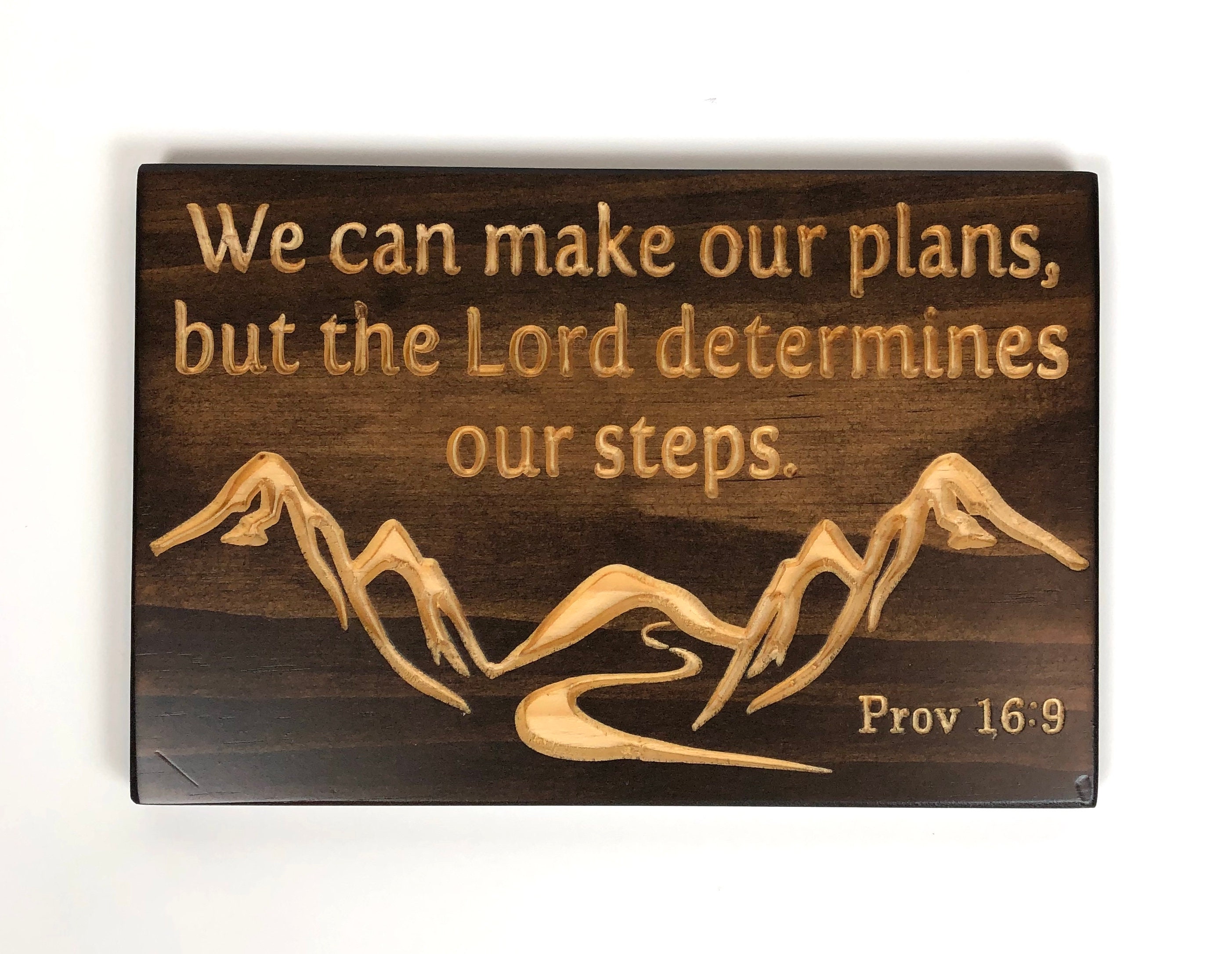 Carved Wooden Sign Religious Sign for Homes Proverbs 16 9 - Etsy