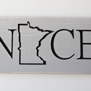 Carved Wooden Sign -minnesota Nice Sign - Engraved Wood Sign - MN Nice ...