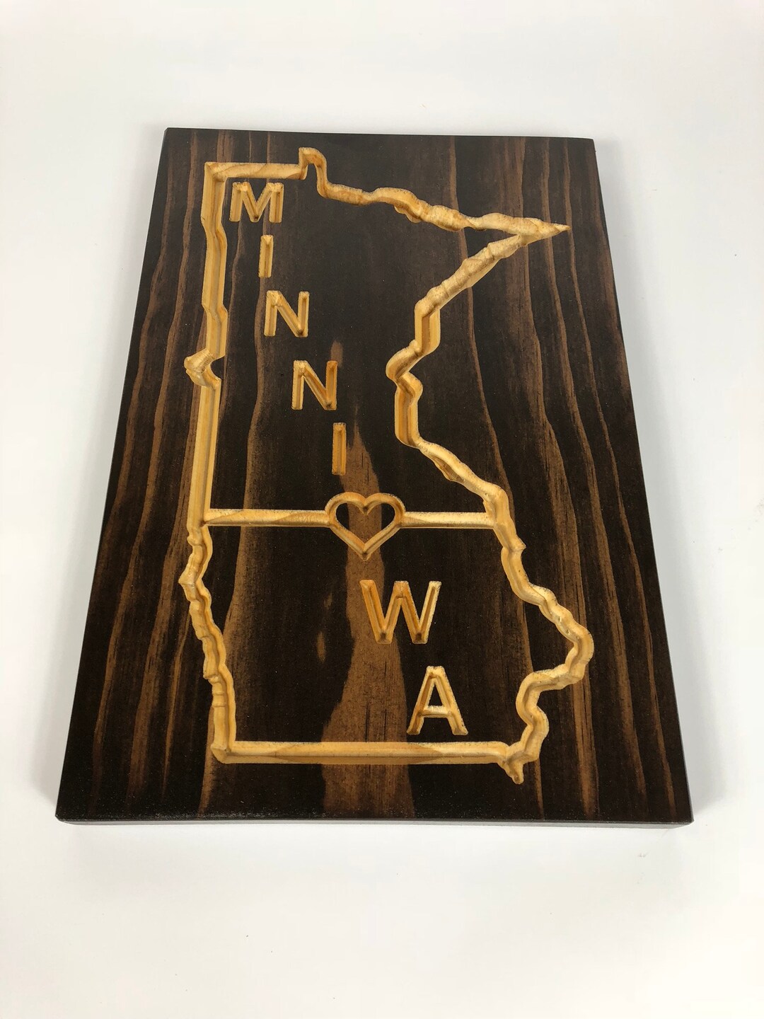 Carved Wooden Sign - MN IA Sign - State Sign - Engraved Sign - Minniowa ...