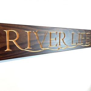 Carved Wooden Sign - River Sign - Carved Wood Plaque - Cottage Sign ...