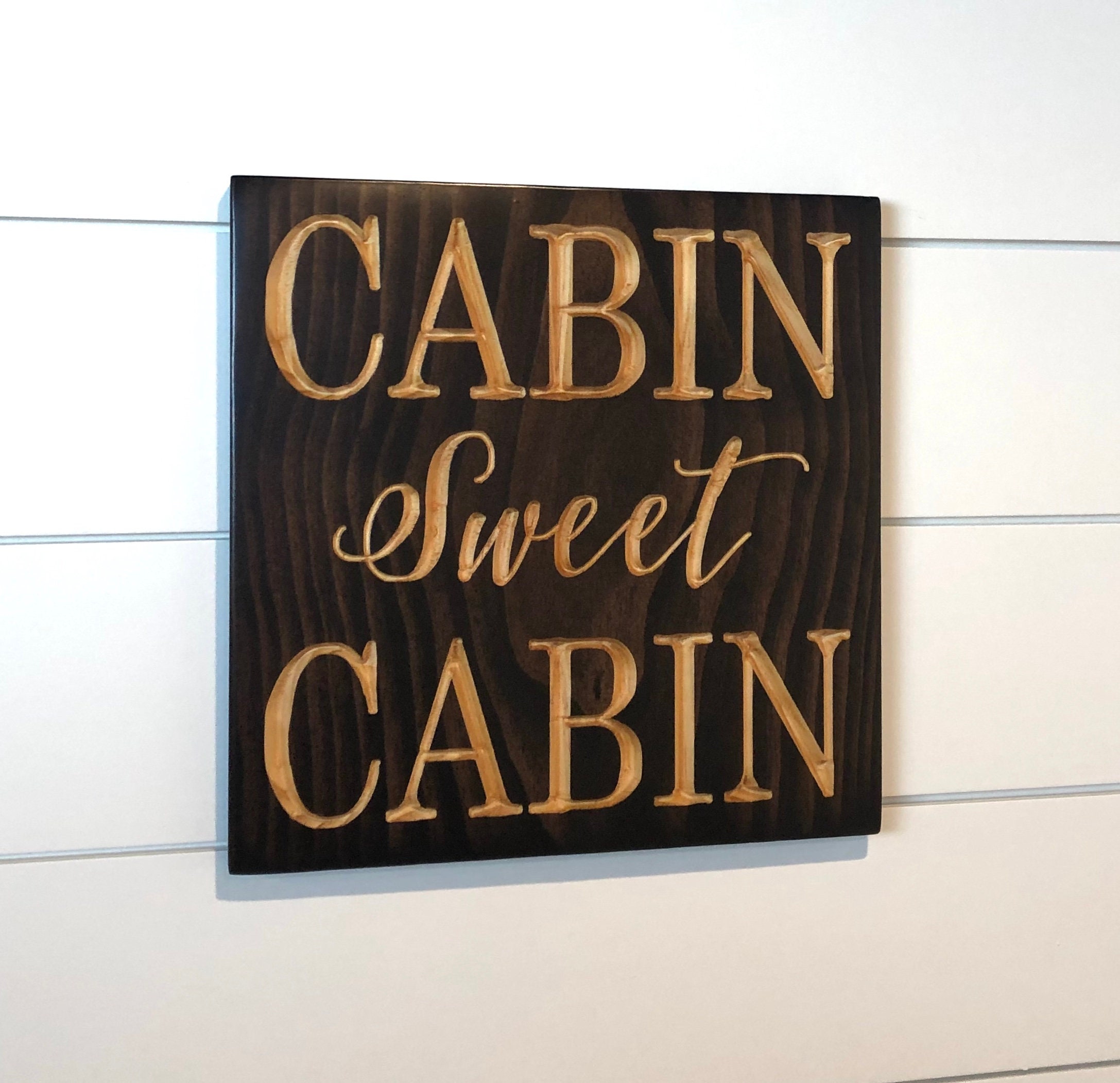 Carved Wooden Sign - Cabin Sweet Cabin - Cottage Sign - Wall Sign ...