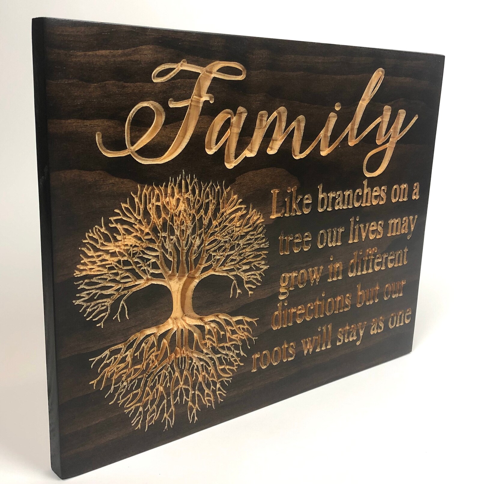 Carved Wood Sign family Tree Engraved Sign Family Roots | Etsy