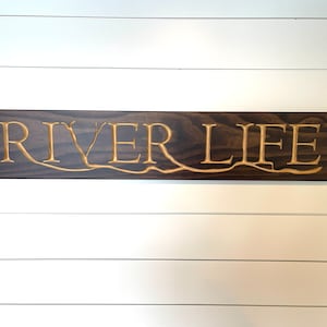 Carved Wooden Sign - River Sign - Carved Wood Plaque - Cottage Sign ...