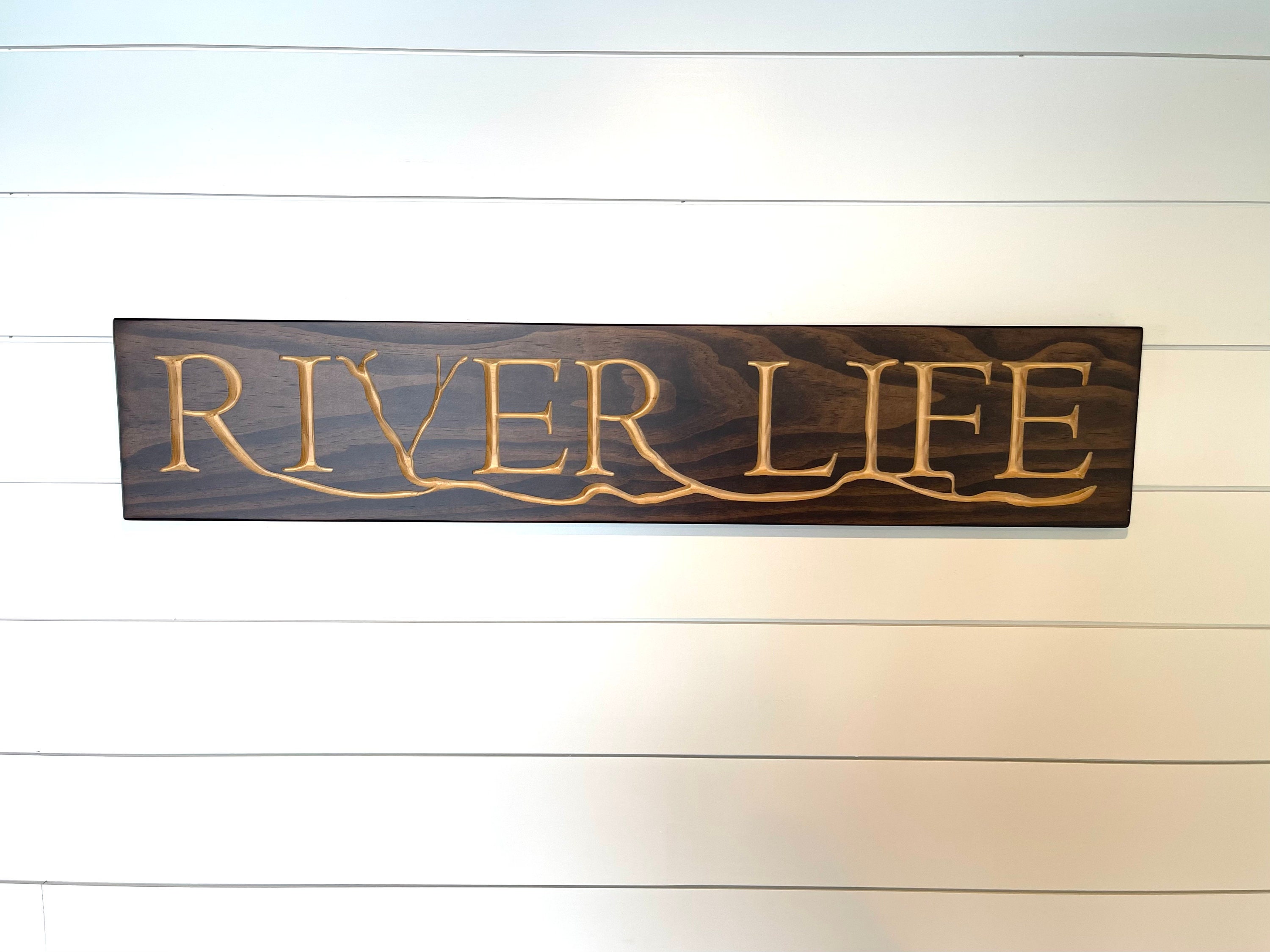 Carved Wooden Sign - River Sign - Carved Wood Plaque - Cottage Sign ...