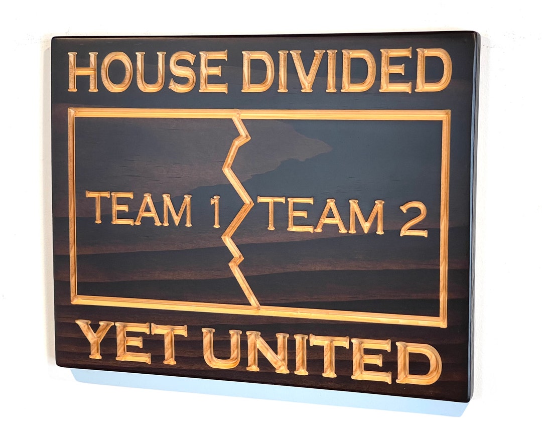 House Divided - Custom House Divided - Carved Wooden Sign - Sport Sign ...